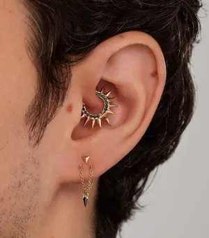 MARIA TASH Gold Faceted Triangle Threaded Stud Earring - White
