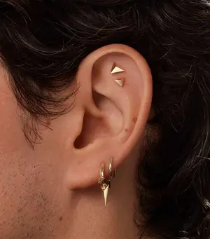 MARIA TASH Faceted Triangle Threaded Stud Earring