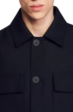 Sandro Buttoned Overshirt - Black