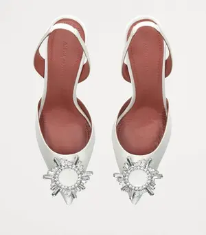 Amina Muaddi Satin Begum Slingback Pumps 70 - White