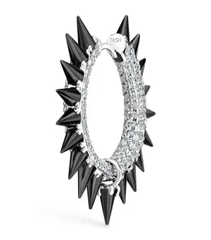 MARIA TASH Gold Moissanite And Diamond Pavé Hoop Earring - White
