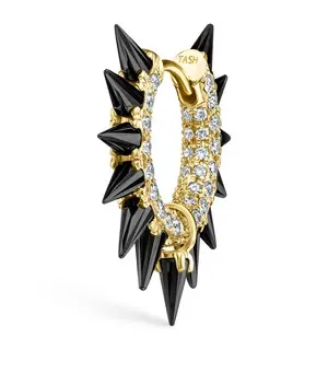 MARIA TASH Moissanite Mohawk And Diamond Pavé Hoop Earring - Gold