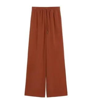 Max Mara Silk Wide-leg Trousers - Brown