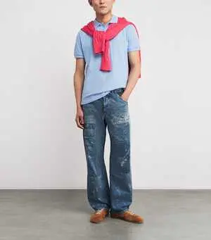 Polo Ralph Lauren Cotton Mesh Polo Shirt With Embroidered Pony - Blue