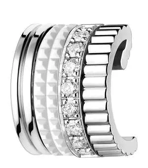 Boucheron Gold And Diamond Quatre Double Edition Single Clip Earring - White