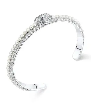 DAVID MORRIS Gold, Pearl, And Diamond Bangle - White