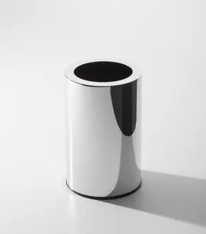 DECOR WALTHER Stainless Steel Round Bathroom Bin - Silver
