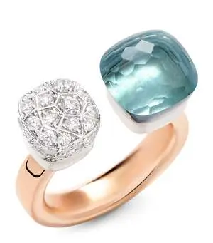 Pomellato Mixed Gold, Diamond, And Topaz Nudo Ring - Rose Gold
