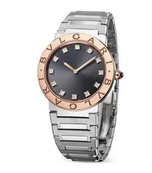 BVLGARI Stainless Steel, Rose Gold, And Diamond Watch - Grey