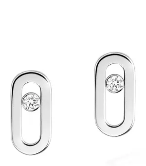 Messika Move Uno White Gold And Diamond Stud Earrings - Silver