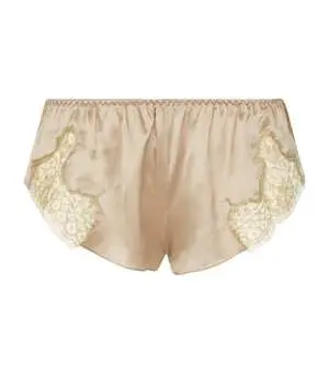 GILDA & PEARL Satin Lace Shorts - Beige