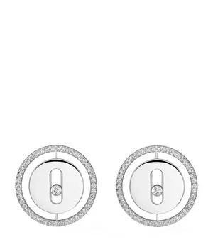 Messika Lucky Move White Gold And Diamond Stud Earrings - Silver