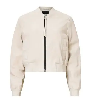 ALLSAINTS Leather Orten Bomber Jacket White