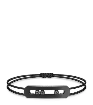 Messika Move Titanium And Diamond Cord Bracelet - Black