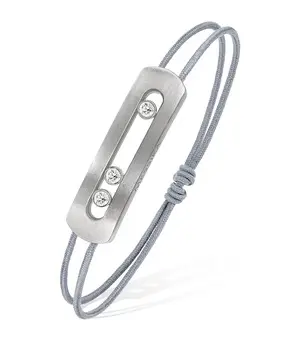 Messika Move Titanium And Diamond Cord Bracelet - Grey