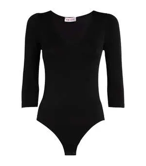 Falke Cropped-sleeve V-neck Bodysuit