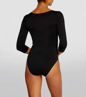 Falke Cropped-sleeve V-neck Bodysuit