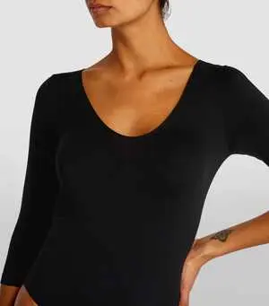 Falke Cropped-sleeve V-neck Bodysuit