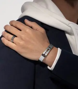 Messika Move Titanium Brushed Band Diamond Ring - Grey