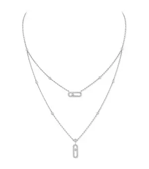 Messika Move Uno White Gold And Diamond Pavé Necklace - Silver