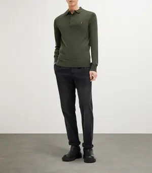 ALLSAINTS Merino Wool Mode Polo Shirt - Green