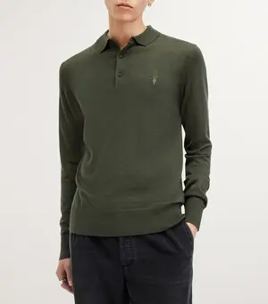 ALLSAINTS Merino Wool Mode Polo Shirt - Green