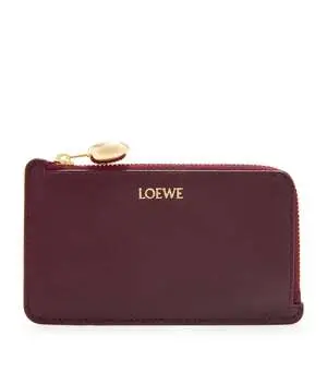 Loewe Leather Pebble Card Holder - Burgundy
