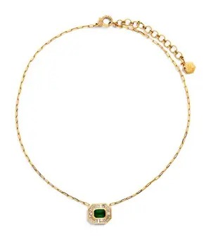 Shay Deco Diamond And Emerald Necklace