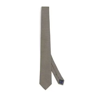 Emporio Armani Silk Jacquard Neck Tie Brown