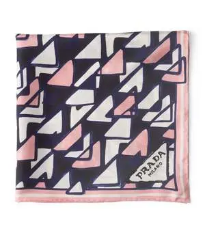 Prada Silk Triangle Print Scarf Pink