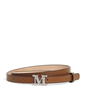 Max Mara Max Mara Leather Belt With Monogram Buckle Red