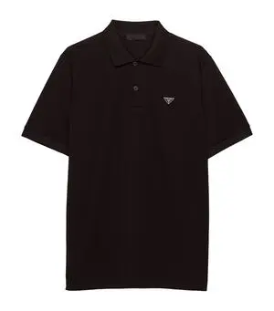 Prada Cotton Piqué Polo Shirt - Black