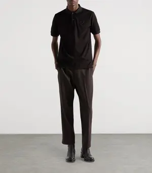 Prada Cotton Piqué Polo Shirt - Black