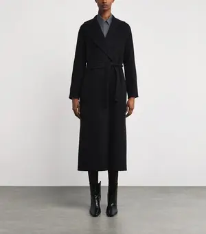 Max Mara Virgin Wool Wrap Coat - Black