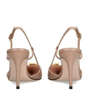 Valentino Garavani Leather Vlogo Slingback Pumps - Pink