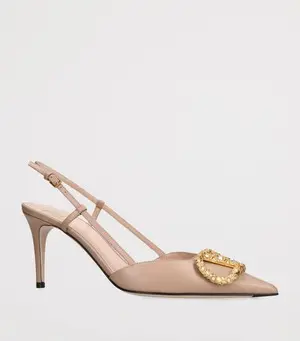 Valentino Garavani Leather Vlogo Slingback Pumps - Pink