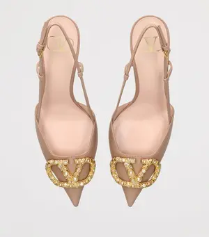 Valentino Garavani Leather Vlogo Slingback Pumps - Pink