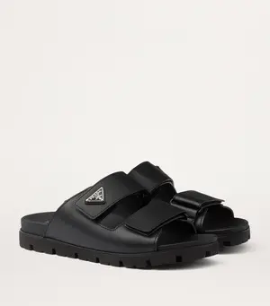 Prada Leather Logo-plaque Sandals