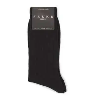 Falke Lhasa Wool-cashmere Blend Ribbed Socks - Black