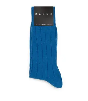 Falke Falke Lhasa Ribbed Socks In Wool-Cashmere Blend Blue