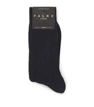 Falke Lhasa Wool-cashmere Blend Ribbed Socks - Navy