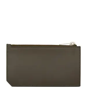 Saint Laurent Leather Zip-up Card Holder - Green