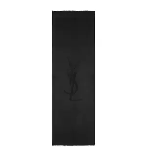 Saint Laurent Wool Logo Scarf - Black