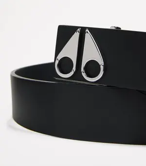 Moose Knuckles Leather Logo Belt