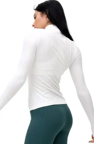 REBODY Cozy Mock Neck Long Sleeve Top - Bone