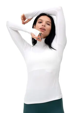 REBODY Cozy Mock Neck Long Sleeve Top - Bone