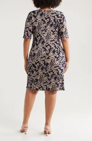 CONNECTED APPAREL Paisley Print Sheath Dress - Ink