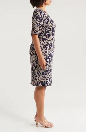 CONNECTED APPAREL Paisley Print Sheath Dress - Ink