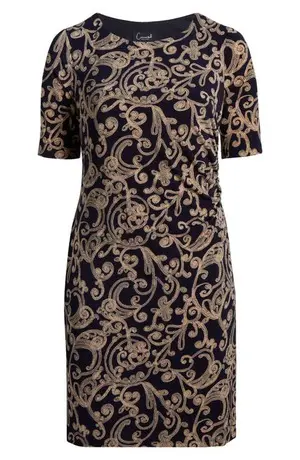 CONNECTED APPAREL Paisley Print Sheath Dress - Ink