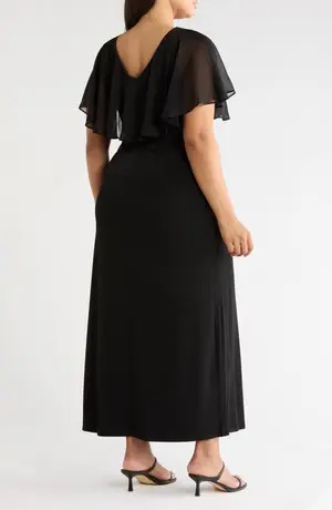 CONNECTED APPAREL Chiffon Flutter Sleeve Gown